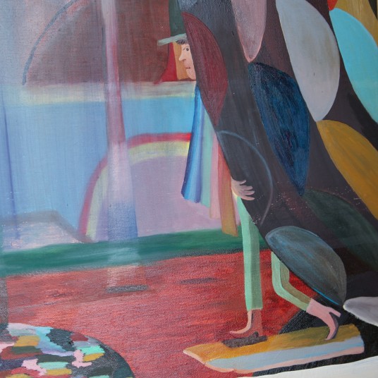 Monika Michalko, Man behind the curtain, 2022, Öl auf Leinwand, 50 x 40 ...